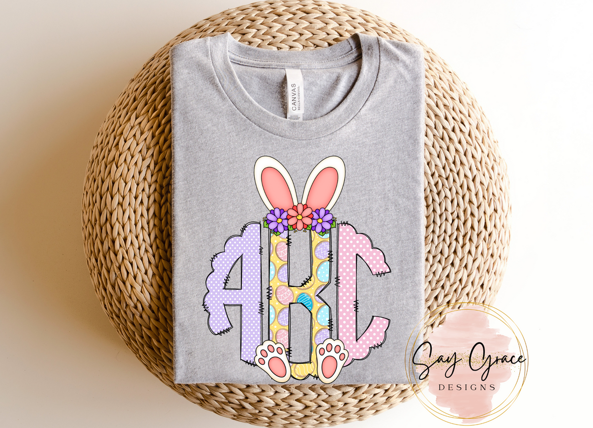 Purple Bunny Ears Pink Monogram – Say Grace Designs